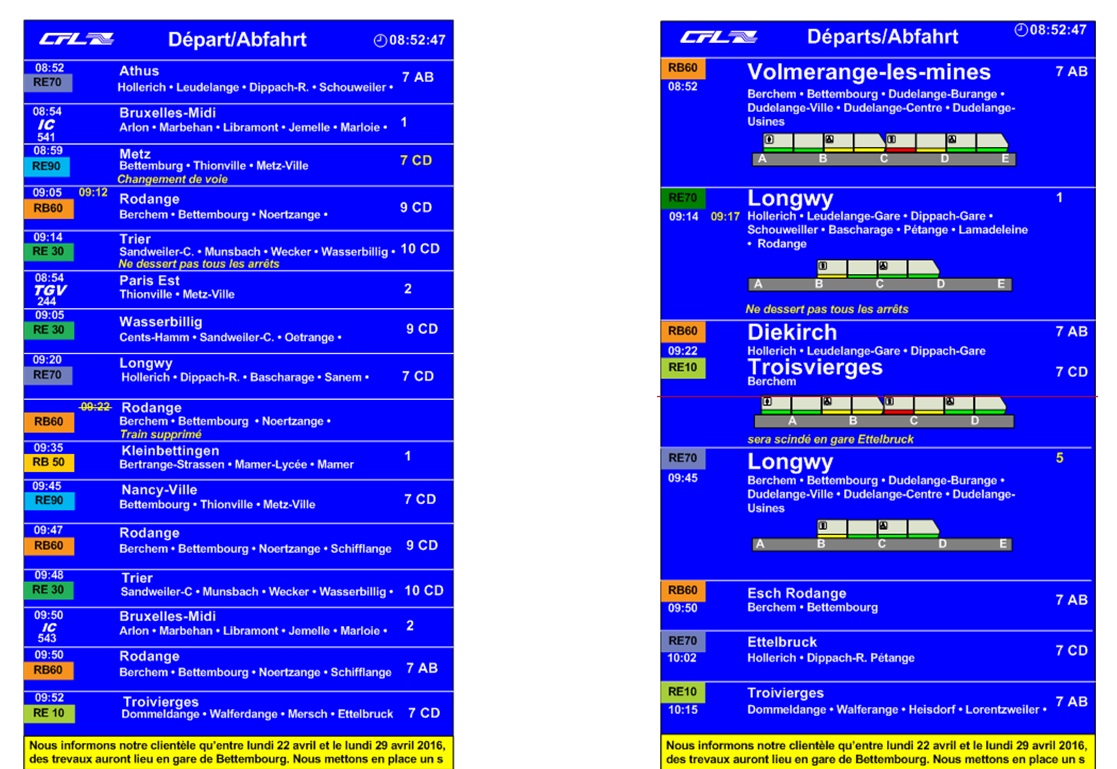Trains CFL : bientôt un nouvel affichage automatisé pour les voyageurs ...